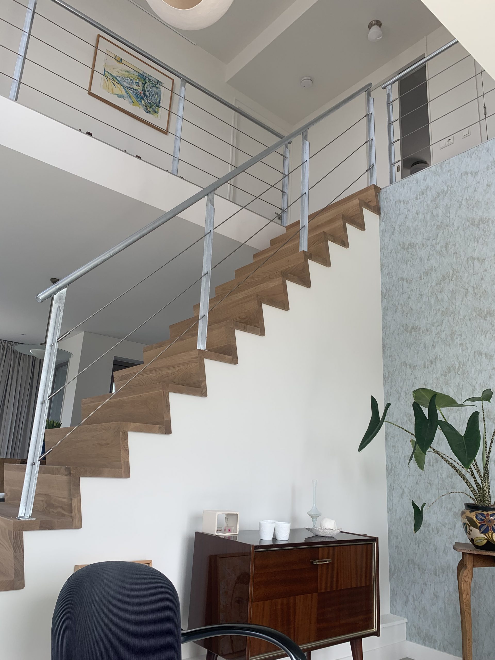 Z trap met stalen balustrade - Douma's Trappenfabricage